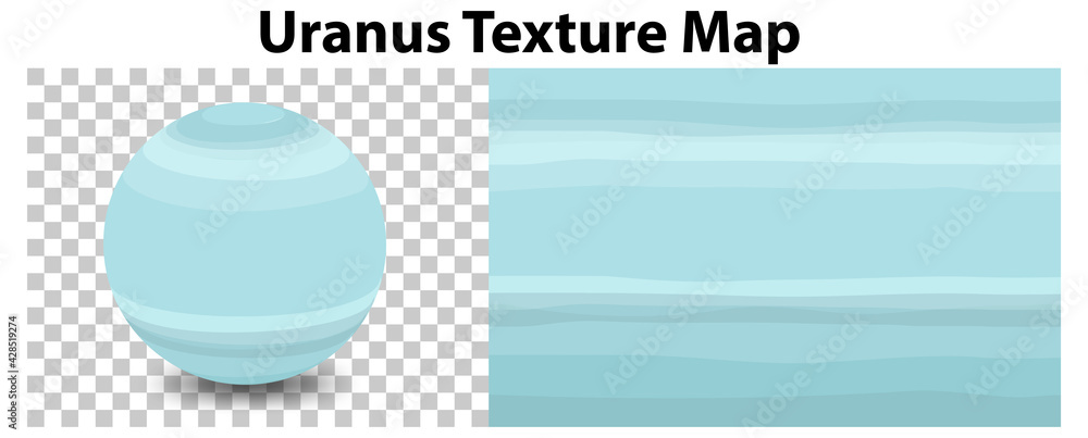 Uranus planet on transparent with Uranus texture map Stock Vector ...
