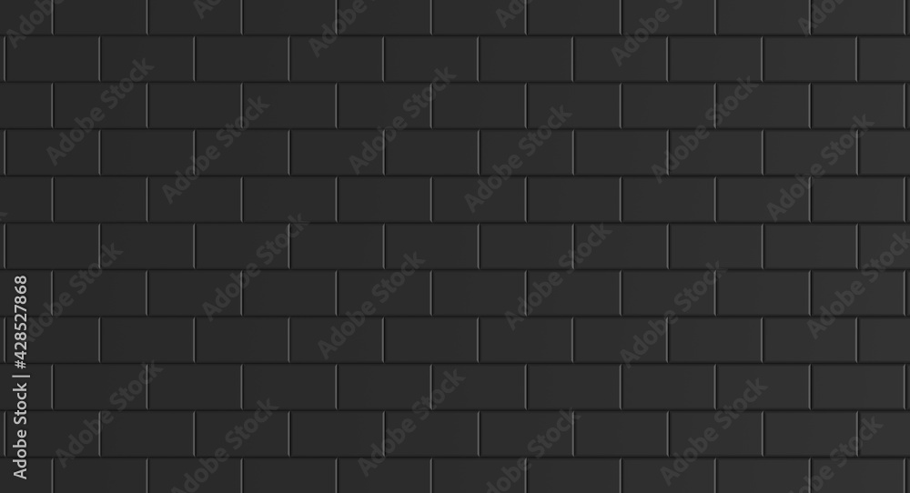 Black rectangle mosaic tiles texture background. Classic black metro ...
