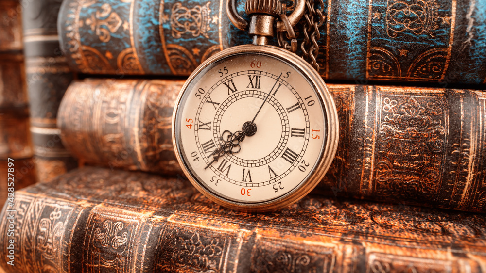 Vintage pocket watch. Vintage background Concept of time history. Stock ...