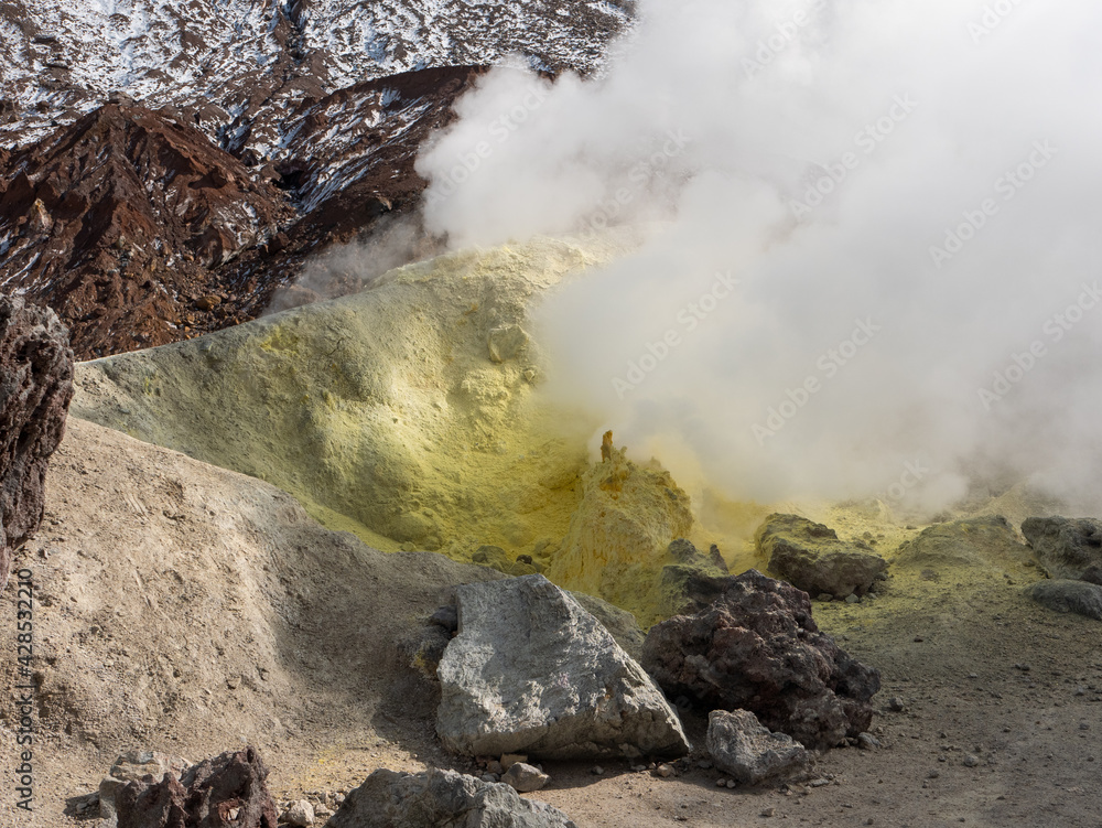 Fumaroles of the Mutnovsky volcano. Fumaroles of the Mutnovsky volcano ...