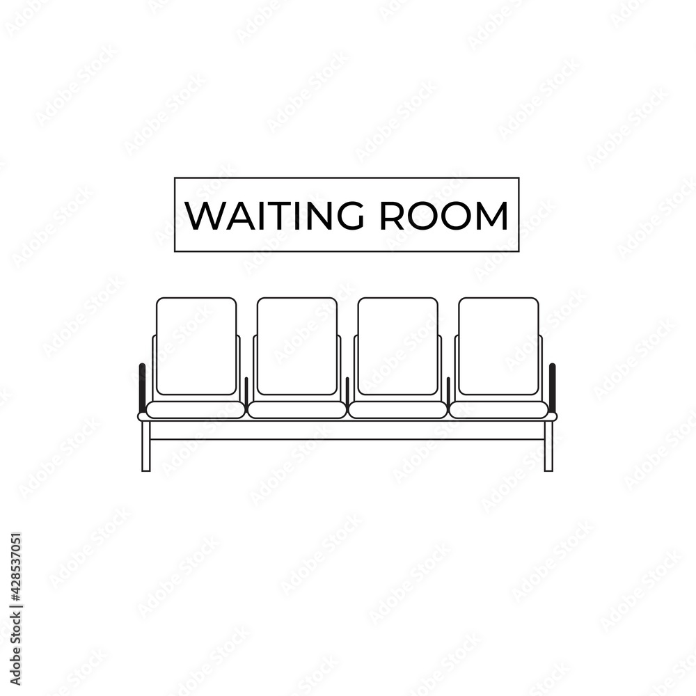 waiting room vector outline icon, linear concept, line signs, vector ...