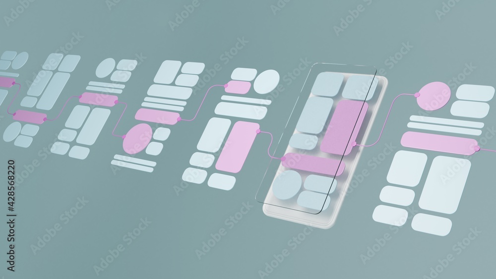 UX UI flowchart connection node graphic designer creative planning ...