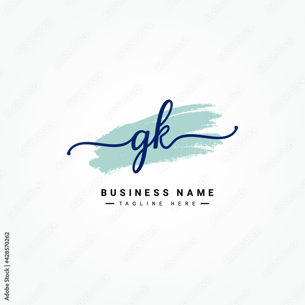 Handwritten Signature Logo for Initial Letter GK - Watercolor ...