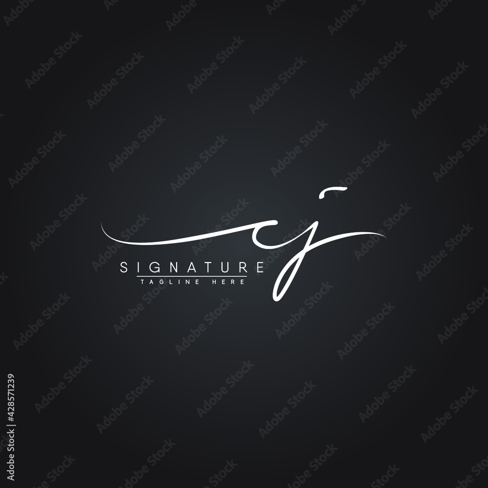 Initial Letter CJ Logo - Hand Drawn Signature Logo Stock Vector | Adobe ...