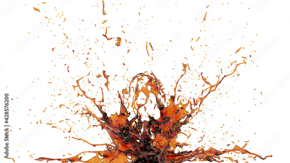 Cola splash. Isolated on a white background. 3d rendering. High ...
