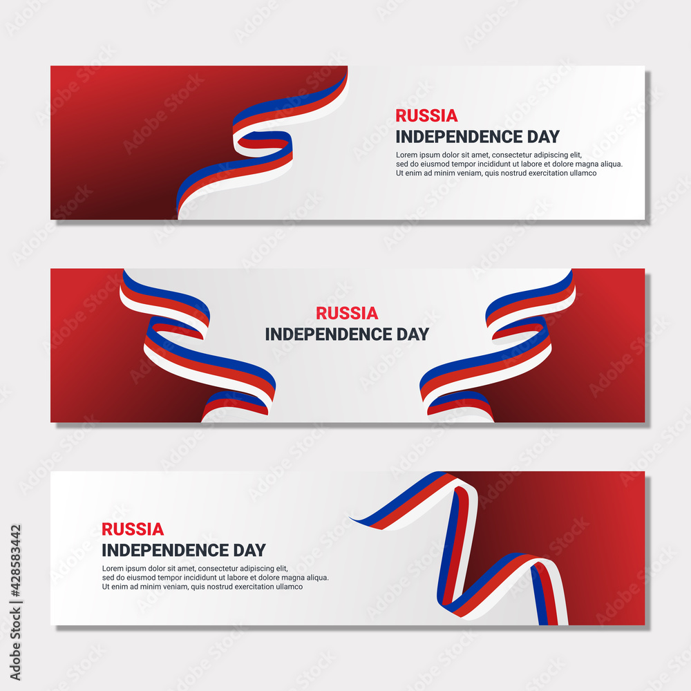 Set of russia independence day banner design. editable banner with ...