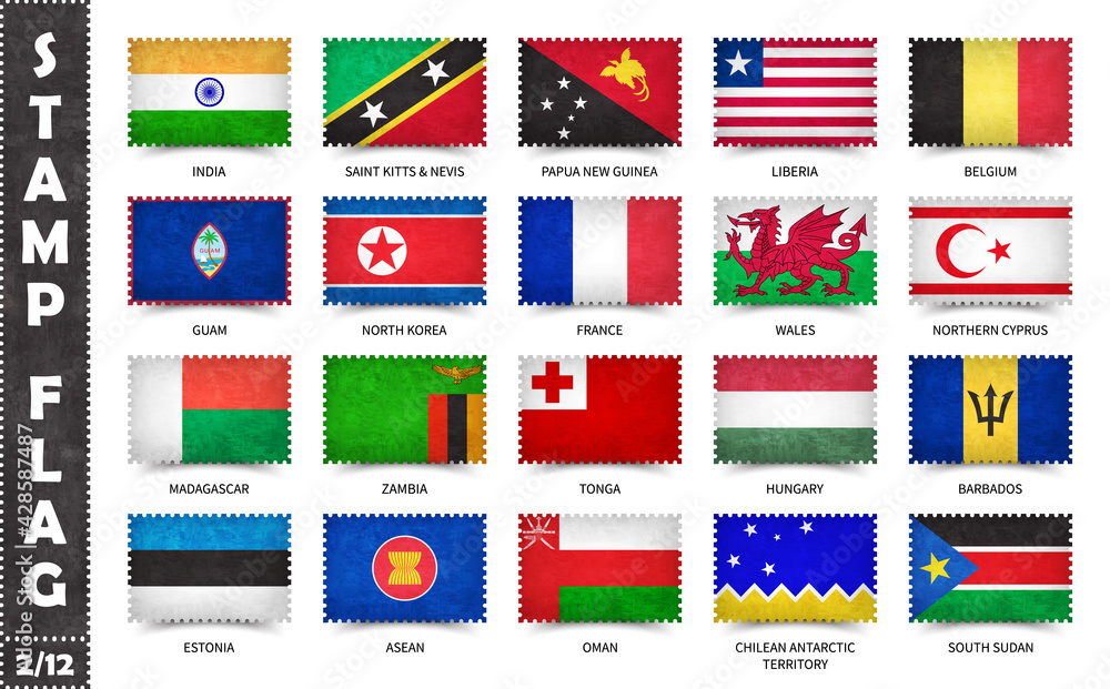 Stamp with official country flag pattern and old grunge texture and ...