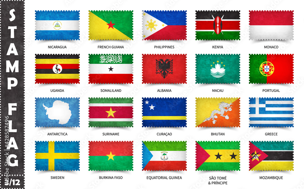 Stamp with official country flag pattern and old grunge texture and ...