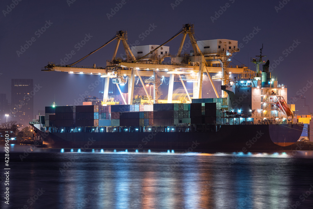 Cargo ship Container Docking Harbor Terminal Crane Loading Container ...