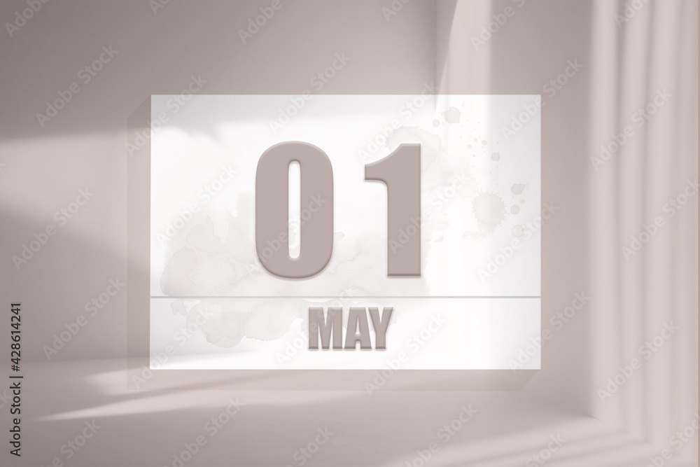 may 01. 01th day of the month, calendar date. White sheet of paper with ...
