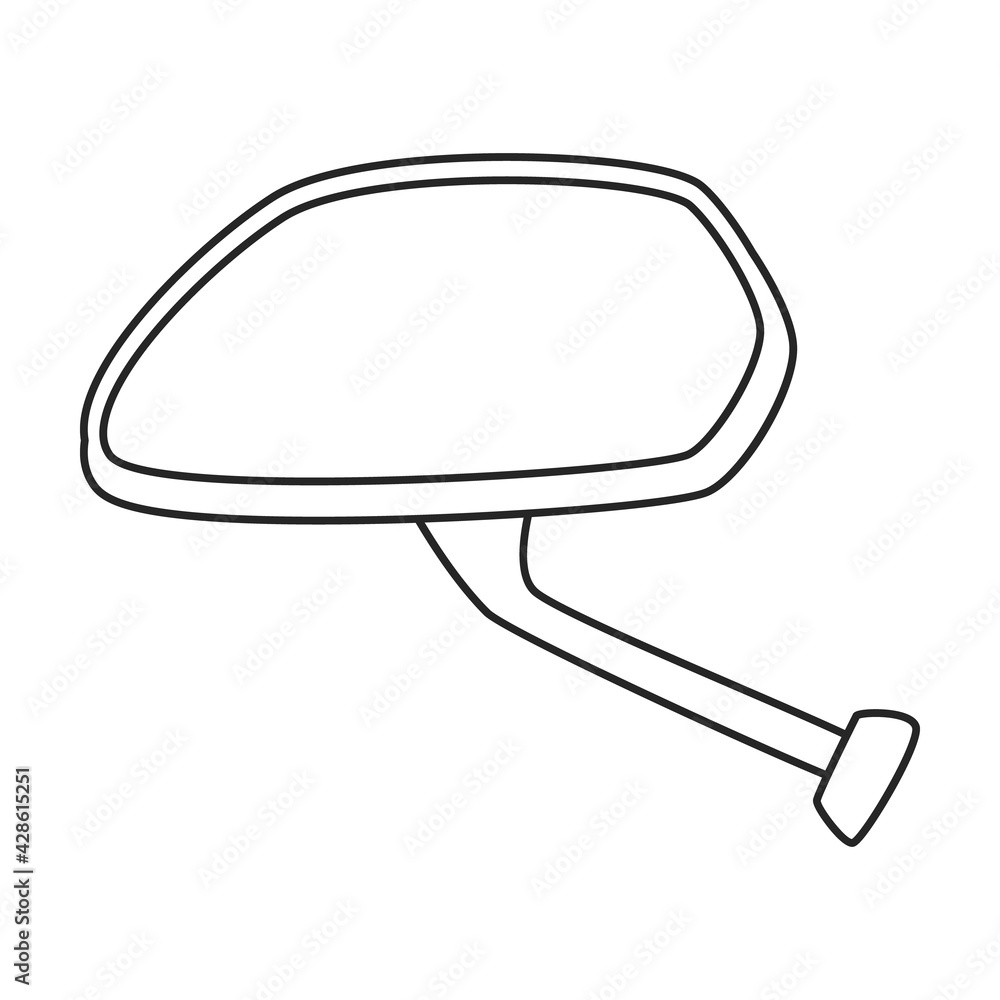 Mirror side car vector outline icon. Vector illustration mirror side ...