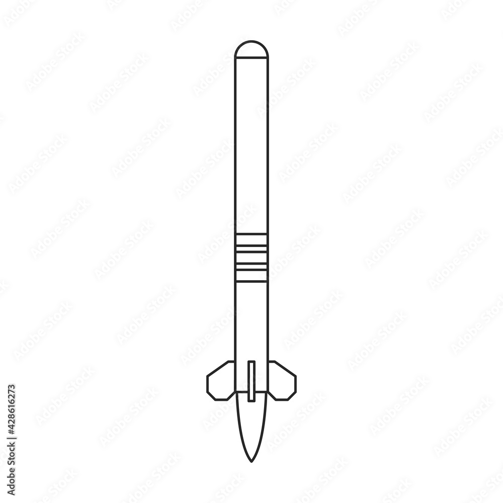Missile ballistic vector outline icon. Vector illustration rocket ...