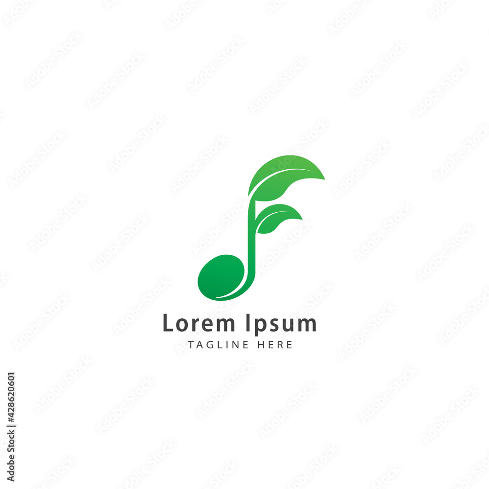 Green musical note with leaf vector illustration. Seed Sprout, Growth ...