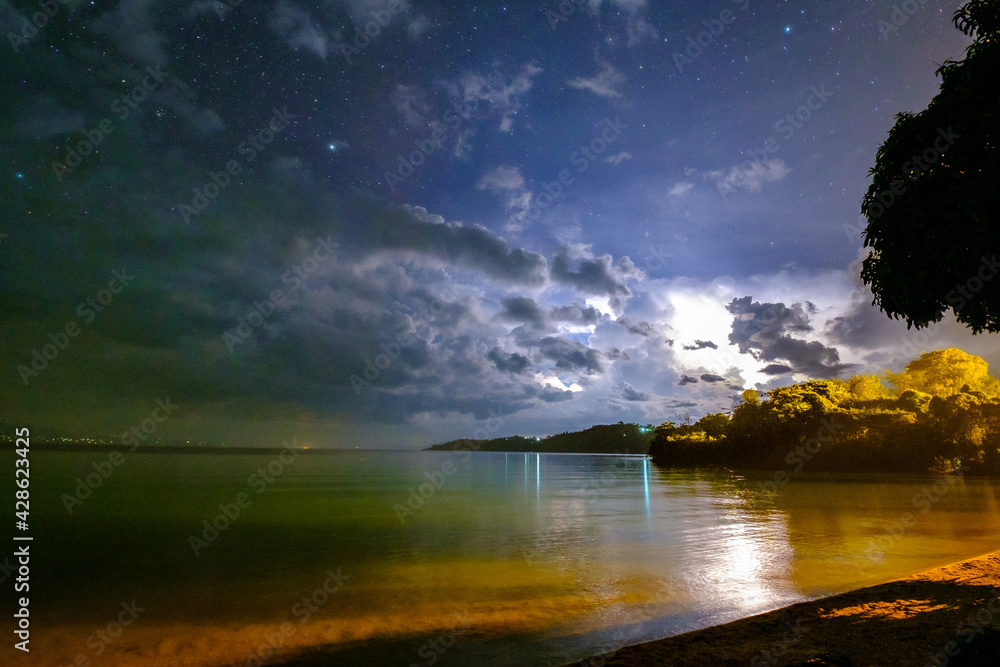 Night sky with thunder by lake Kivu, Rwanda Stock Photo | Adobe Stock