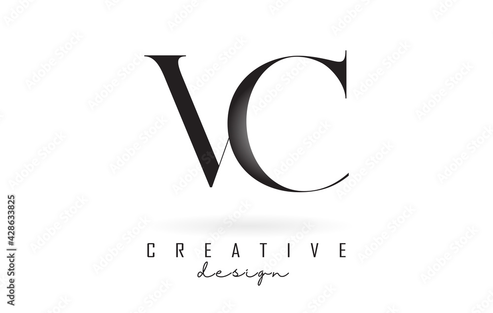 VC v c letter design logo logotype concept with serif font and elegant ...