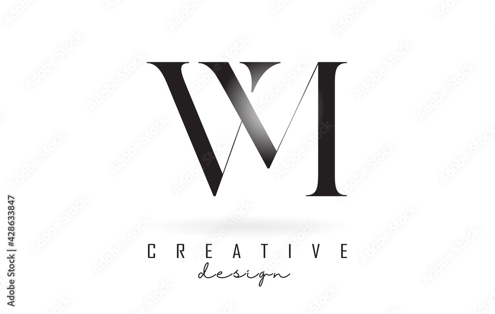 VM v m letter design logo logotype concept with serif font and elegant ...