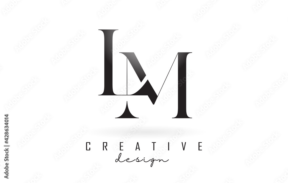 LM l m letter design logo logotype concept with serif font and elegant ...