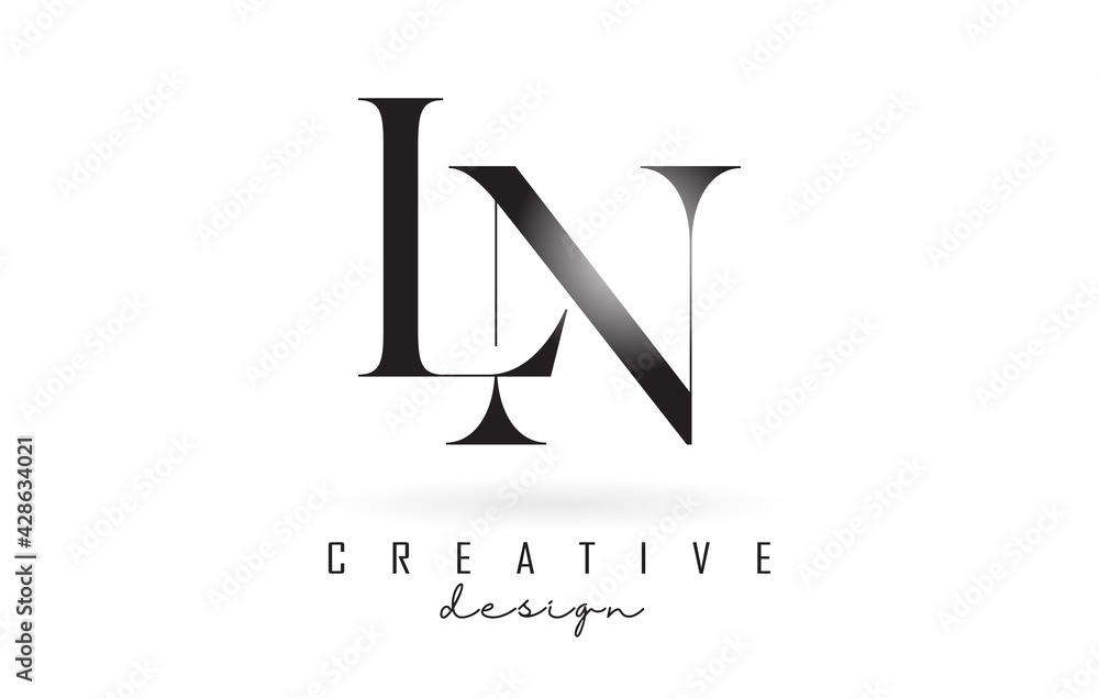 LN l n letter design logo logotype concept with serif font and elegant ...