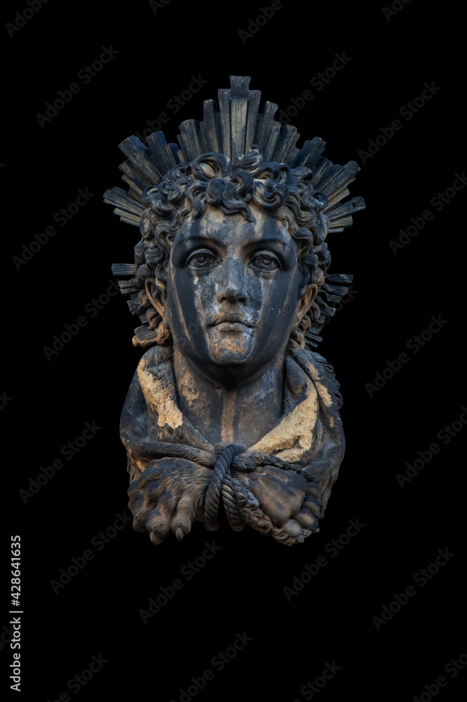 An ancient stone statue of God of Sun and sight Helios (Helius ...