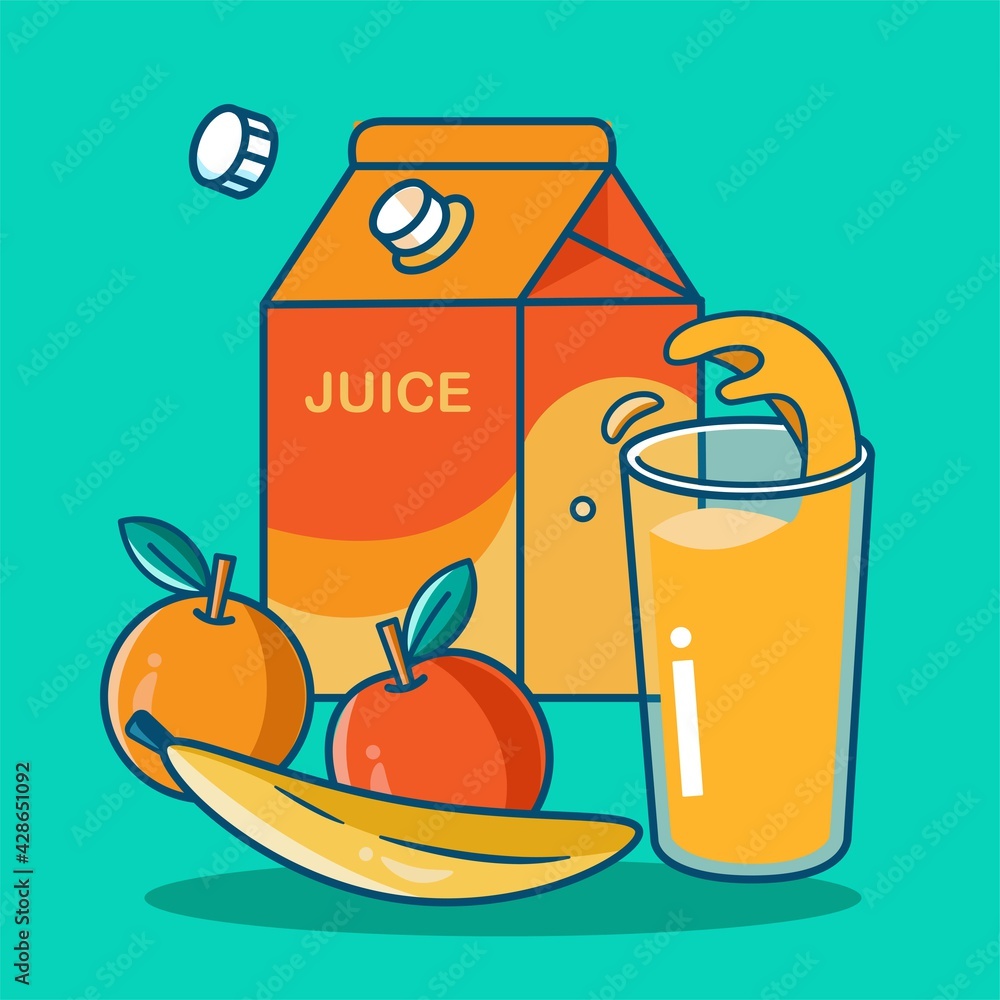 Multifruits juice isolated icons with fruits. Orange, banana, apple ...