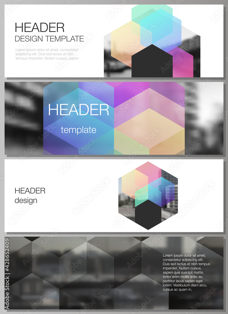 Vector layout of headers, banner design templates with colorful ...