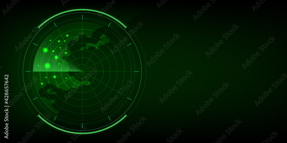 Submarine navy search, Abstract green radar with targets, Digital ...
