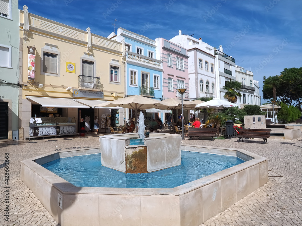 Beautiful center of the city of Lagos, Algarve, Portugal with a ...
