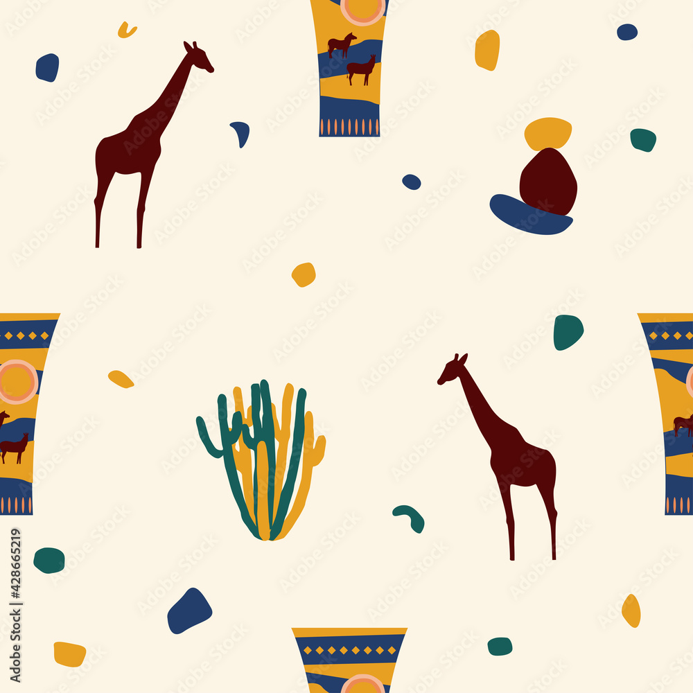 Ethnic African Seamless Pattern African Traditionat Tribal Symbols
