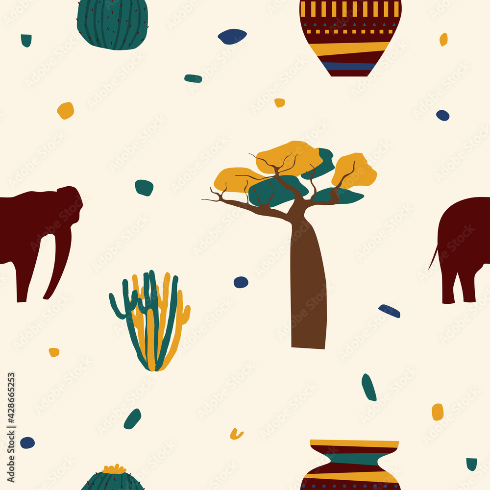 Ethnic African Seamless Pattern African Traditionat Tribal Symbols
