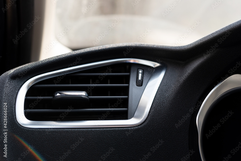 Car ventilation system, chrome design of car deflector Stock Photo ...