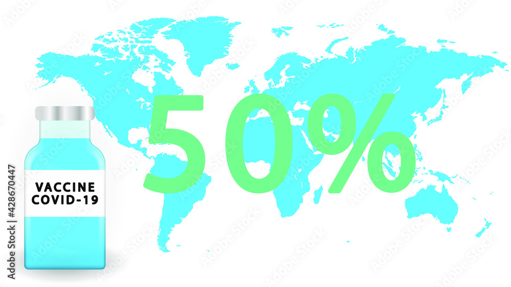 50 percent of vaccinated population.VACCINATION STATISTICS.world map ...