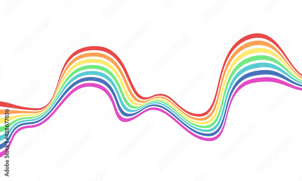 Abstract element with wavy, curved rainbow lines. Vector illustration ...