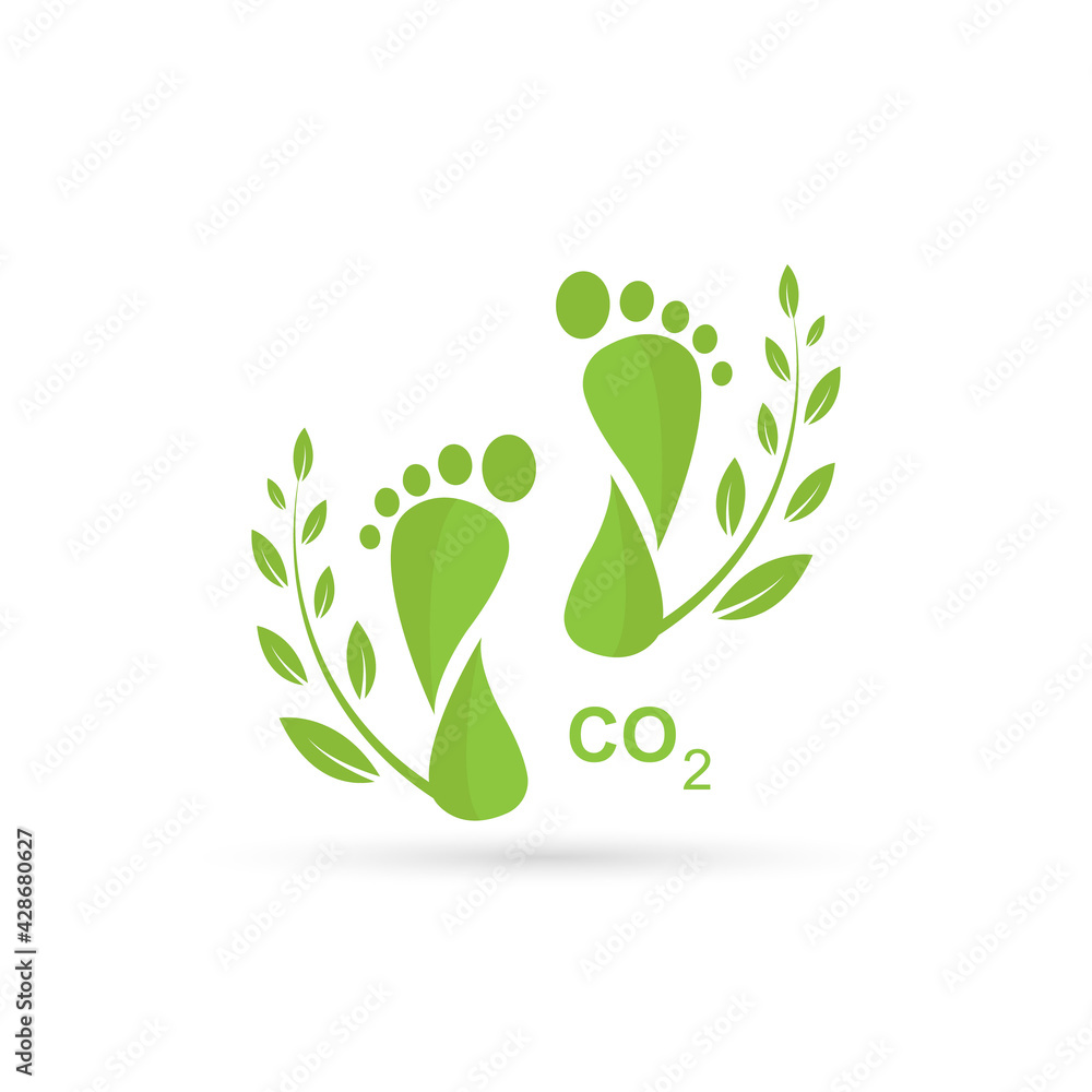 Carbon Footprint C02, tree leaves symbol.Vector isolated on white ...