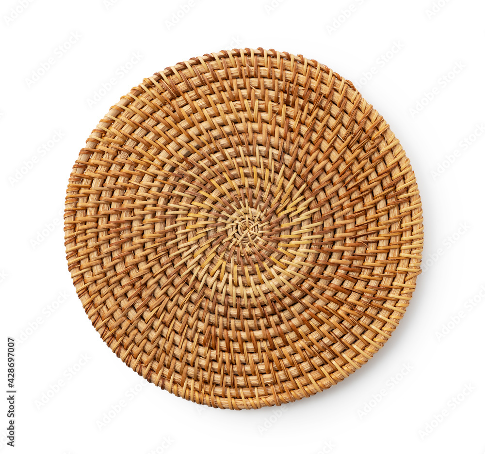 Round woven placemats on a white background Stock Photo | Adobe Stock