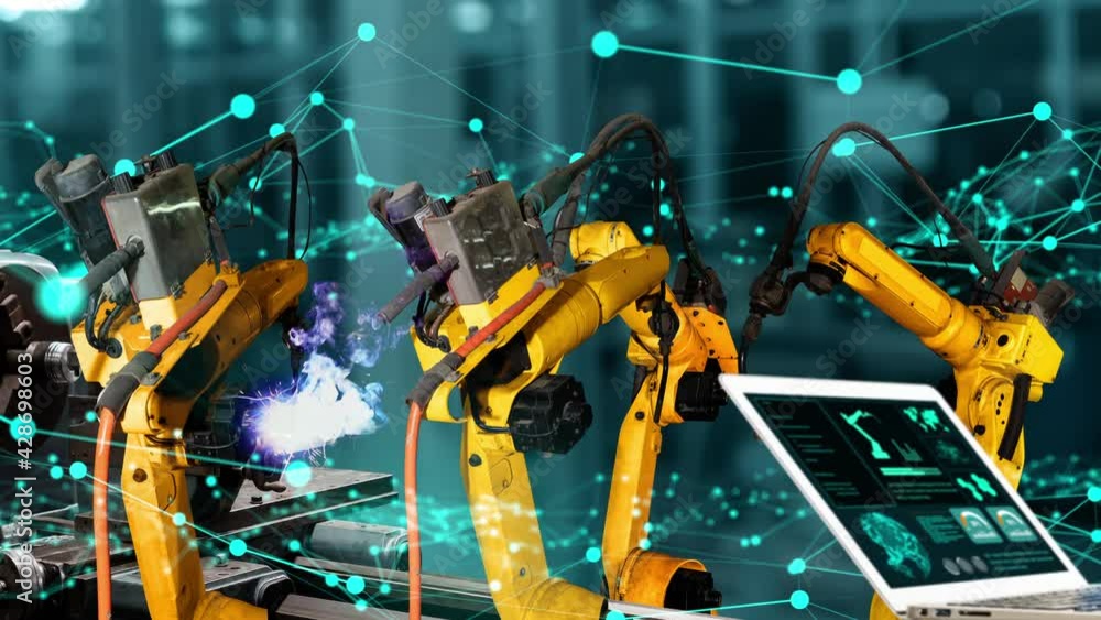 Stockvideon Smart industry robot arms modernization for innovative ...