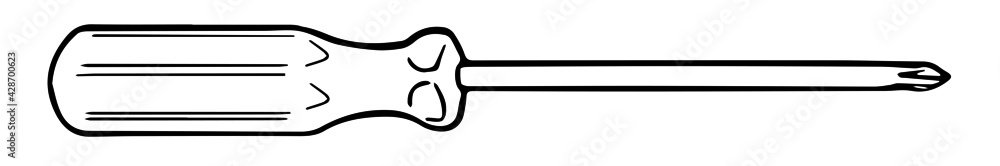 Screwdriver Outline Drawing - Vector Illustration Stock Vector | Adobe ...