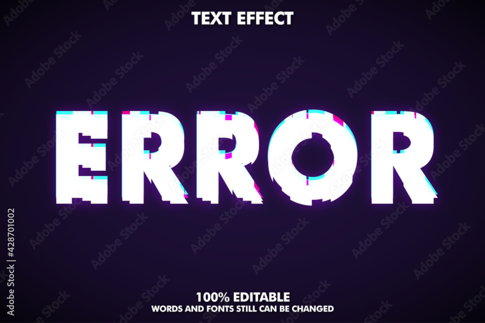 Glitch Text Effect Error Text Effect Vector De Stock Adobe Stock