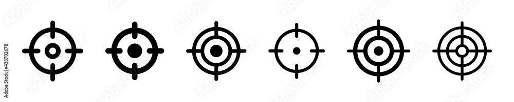 Target aim icon set in different style vector illustration. Black aim ...