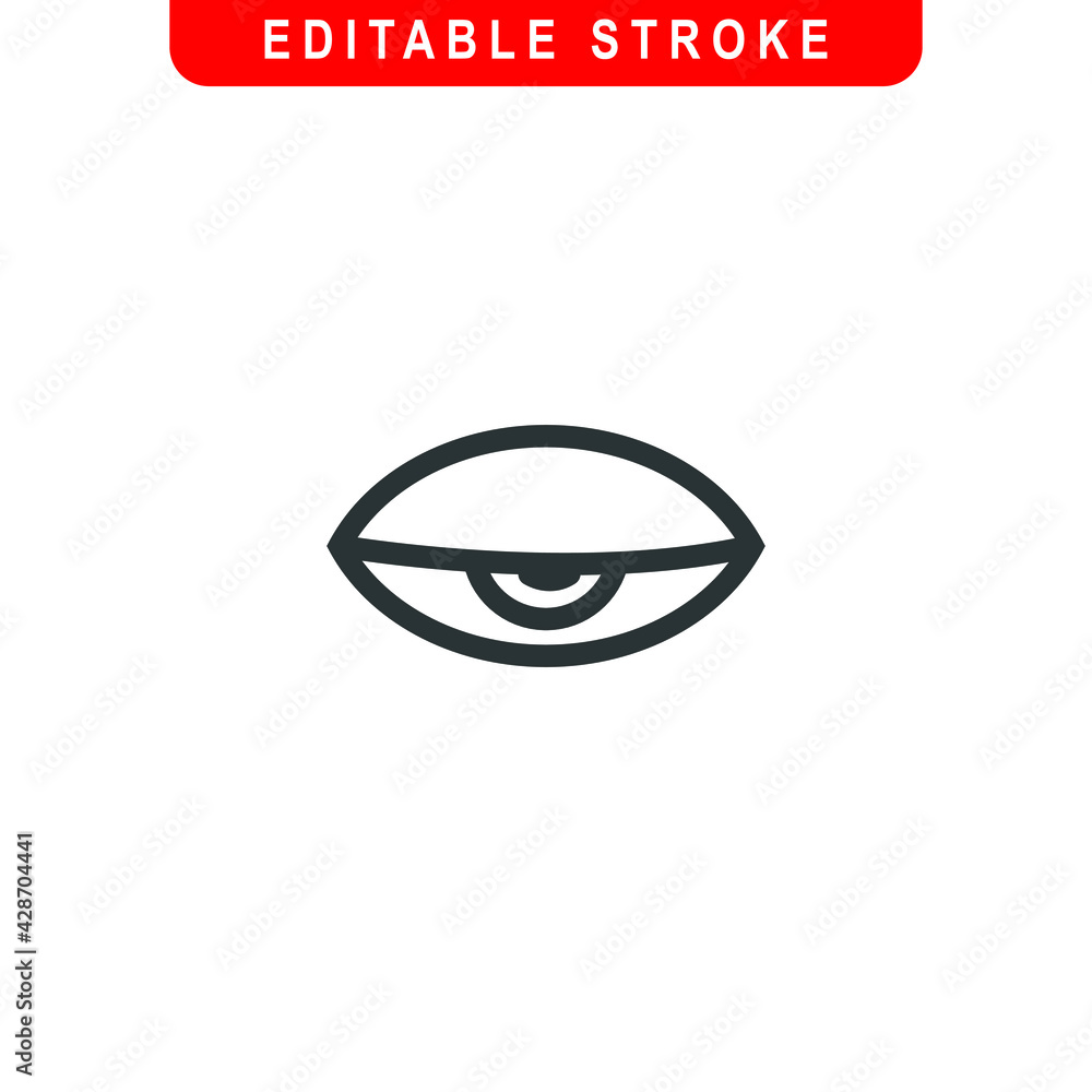 Half Closed Eye Outline Icon. Vision Line Art Logo. Vector Illustration ...