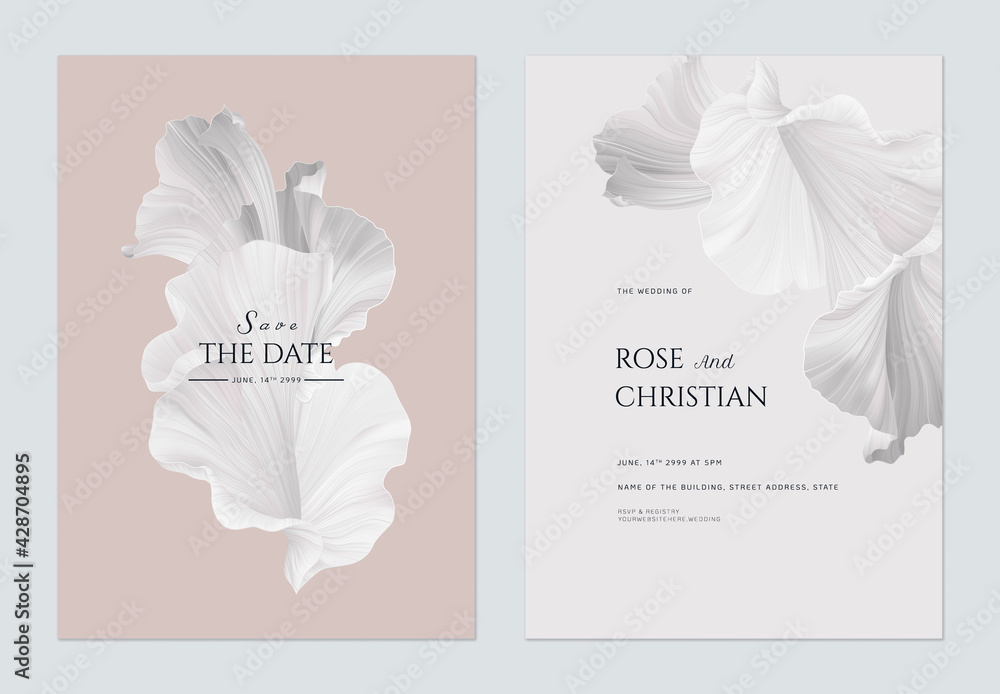Wedding invitation card template design, abstract shapes in grey theme ...