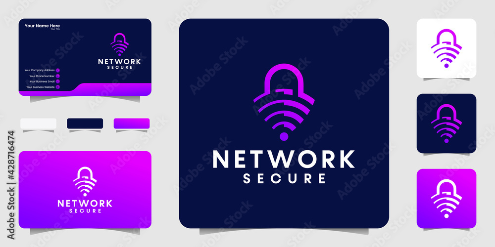 network security logo design and business card inspiration Stock Vector ...