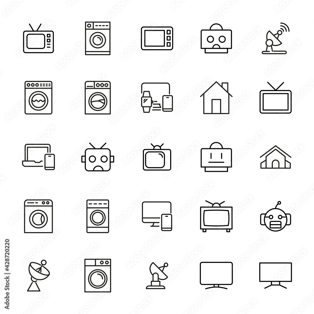 Simple set of smart home icons in trendy line style. Stock Vector ...