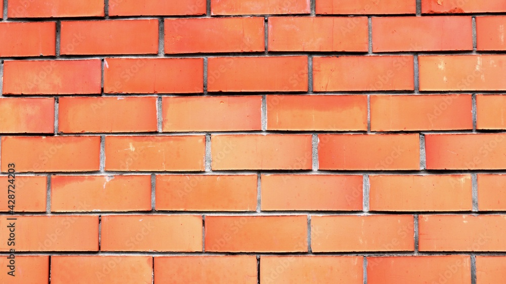 terracotta brick wall with clear outline of blocks, empty brickwork ...
