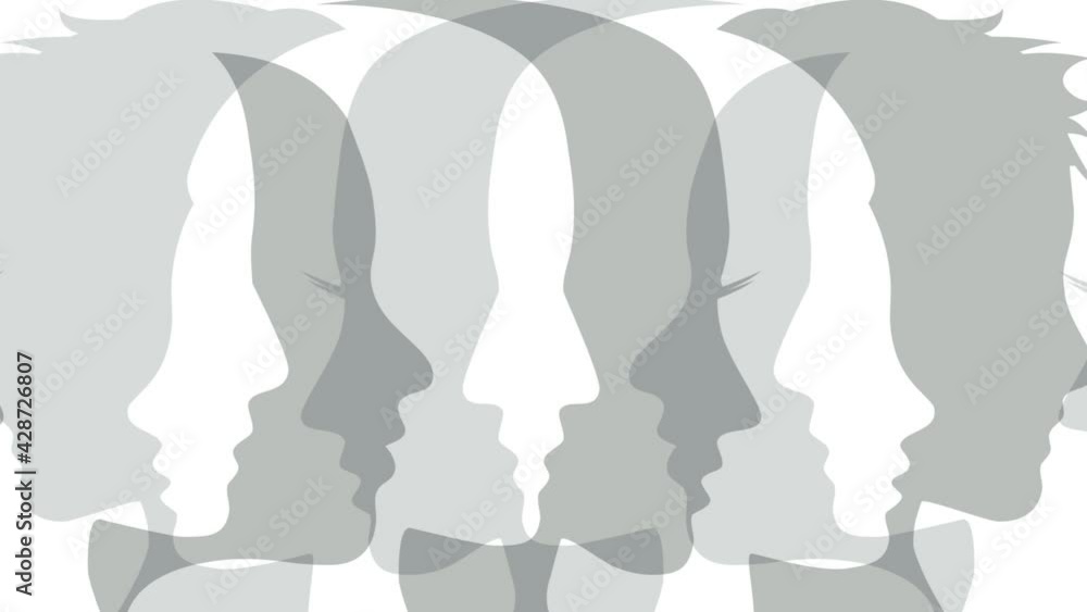 Crowd walking and crossing. Workers group, people in transparency. 2D ...