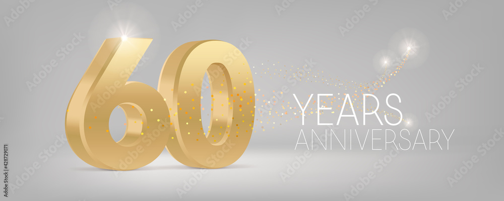60 years anniversary vector icon, logo. Isolated graphic design with 3D ...