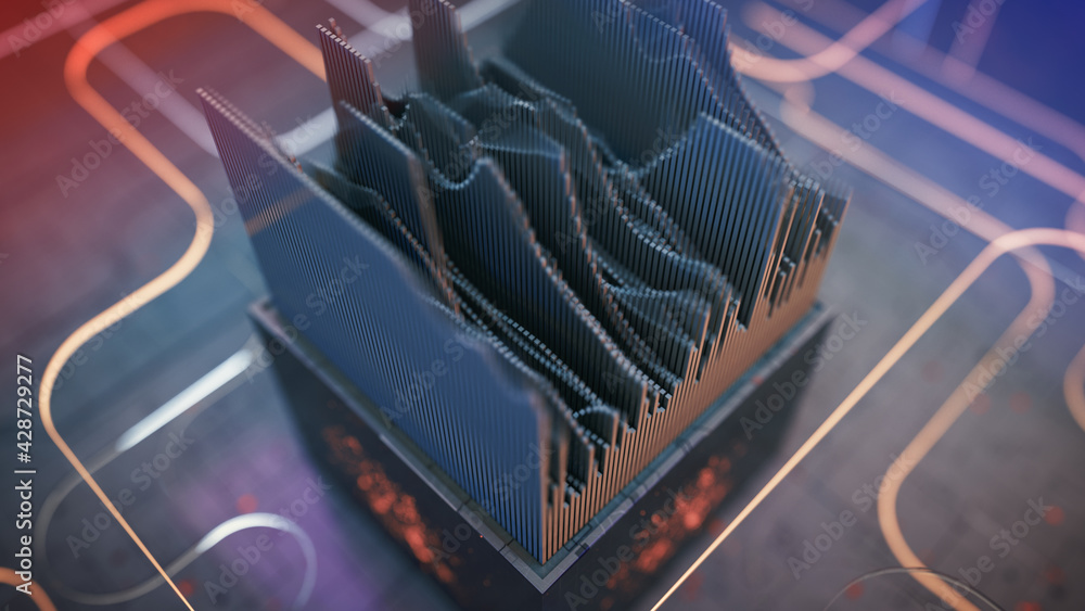 Equalizer meter with sound waves 3D rendering illustration Stock ...