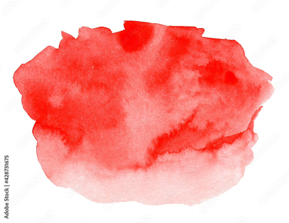 Red abstract watercolor canvas for text, logo. Hand drawn watercolor ...