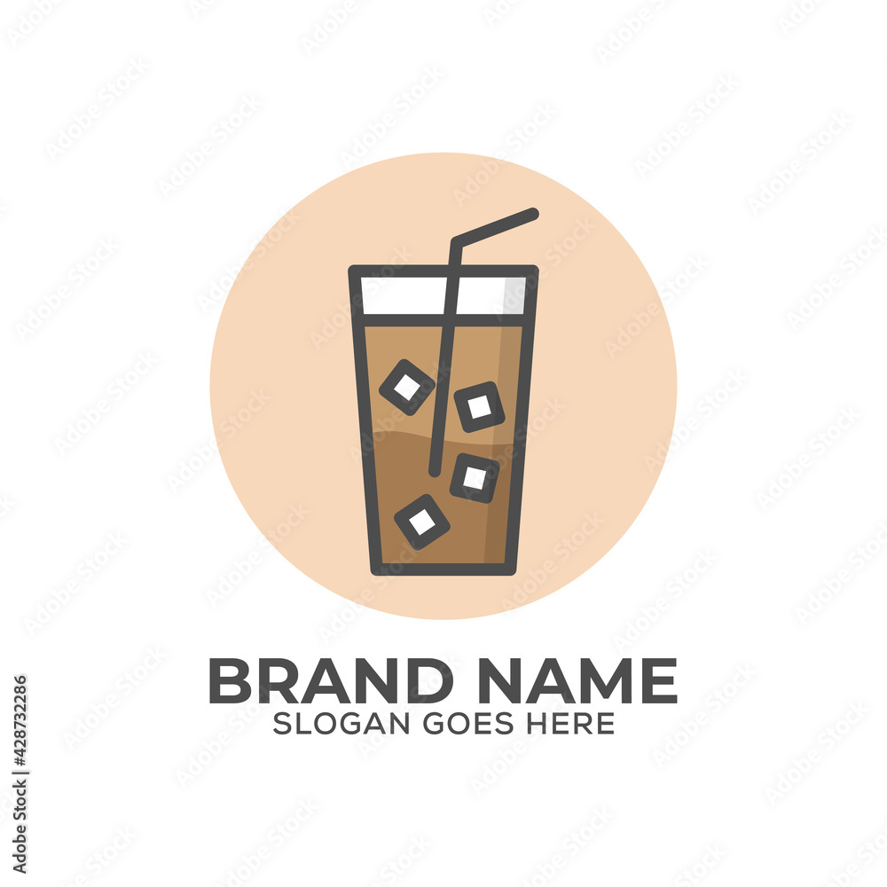 ice coffee logo icon with flat design, can used Coffee shop or cafe and ...