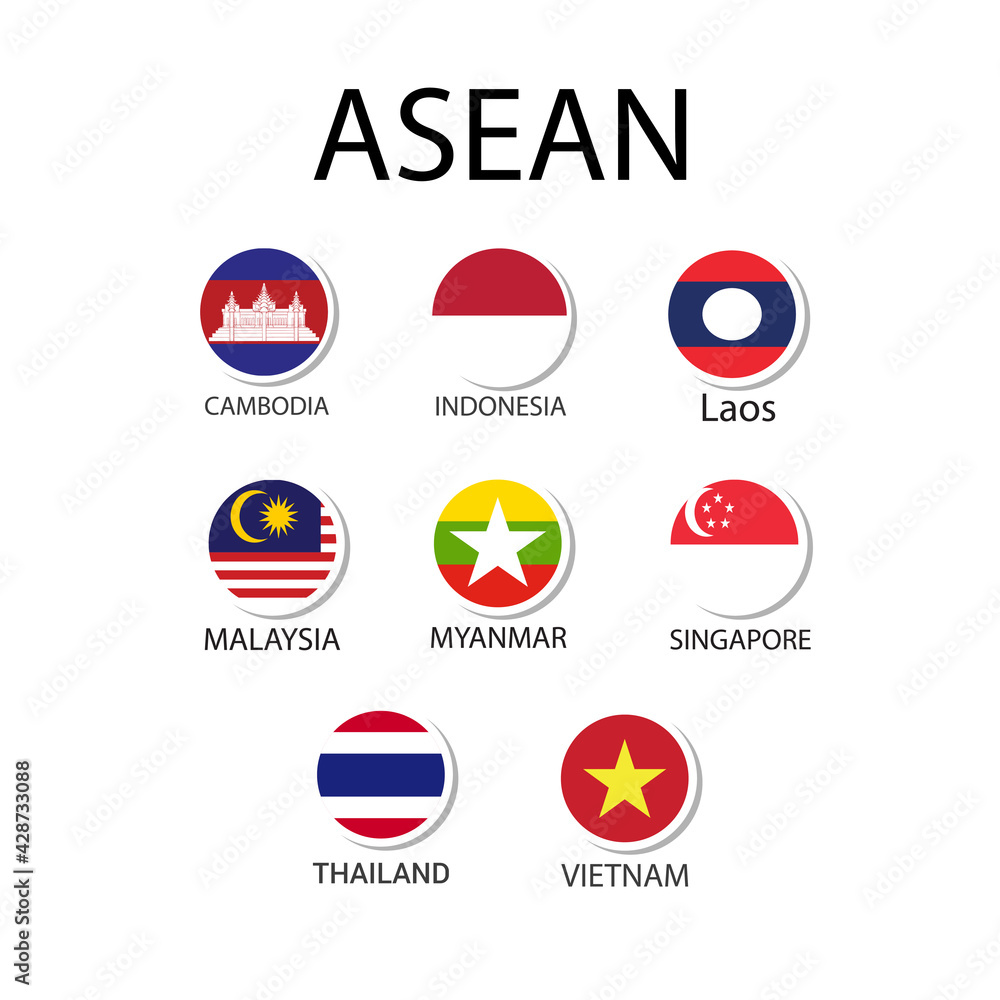 National flag in ASEAN, Vector circle design. Stock Vector | Adobe Stock