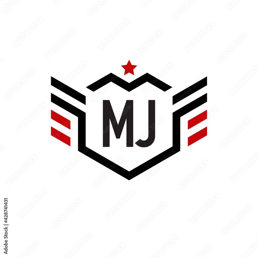 Initial Letter MJ Star Wing Hexagonal Creative Logo Design Template ...